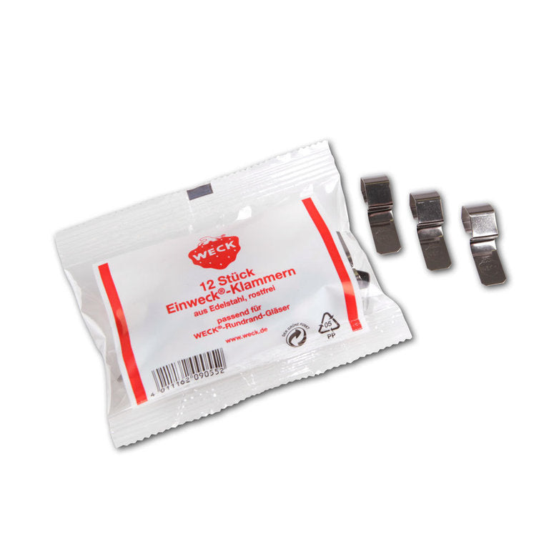 12 Weck Jar Stainless Steel Clips/Clamps - Suitable for 6 Jars ...